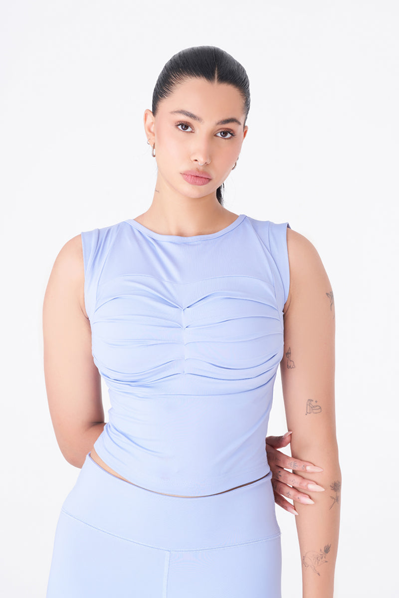 Sleek and Stylish Sky Blue Gym Top for Women