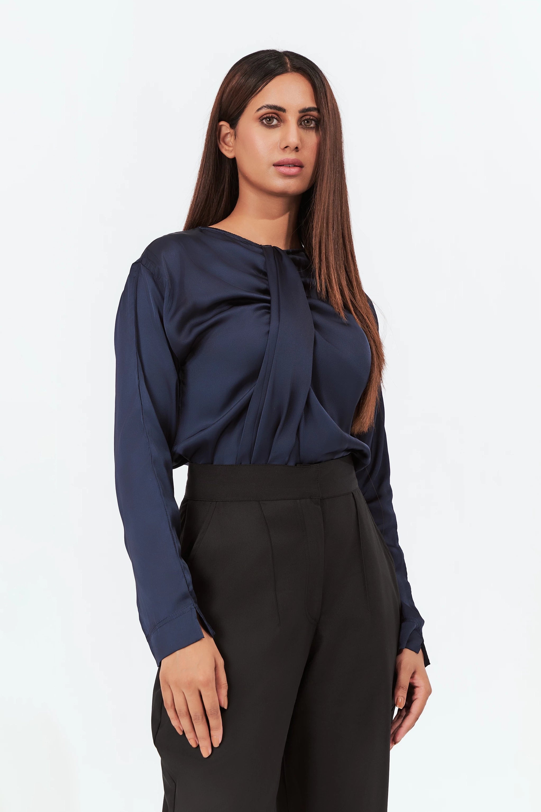 Women's Blue Silk Blouse