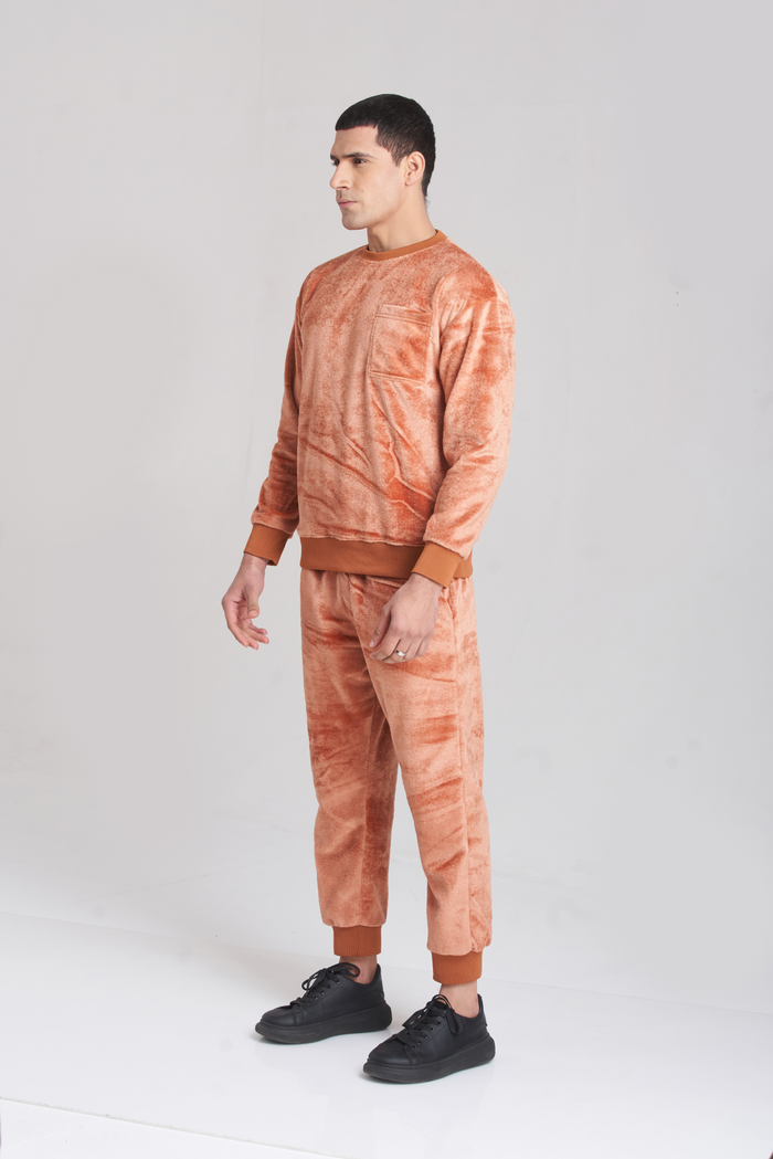 Velour Velvet TrackSuit Men - Orange Color