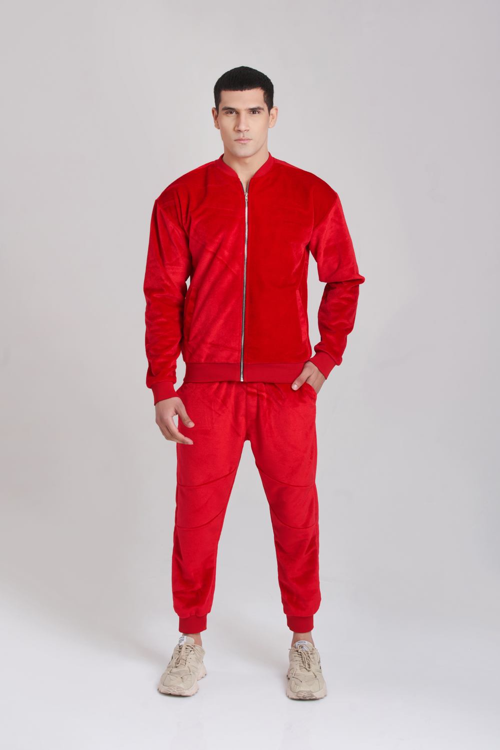 Retro Red Velvet TrackSuit - Men